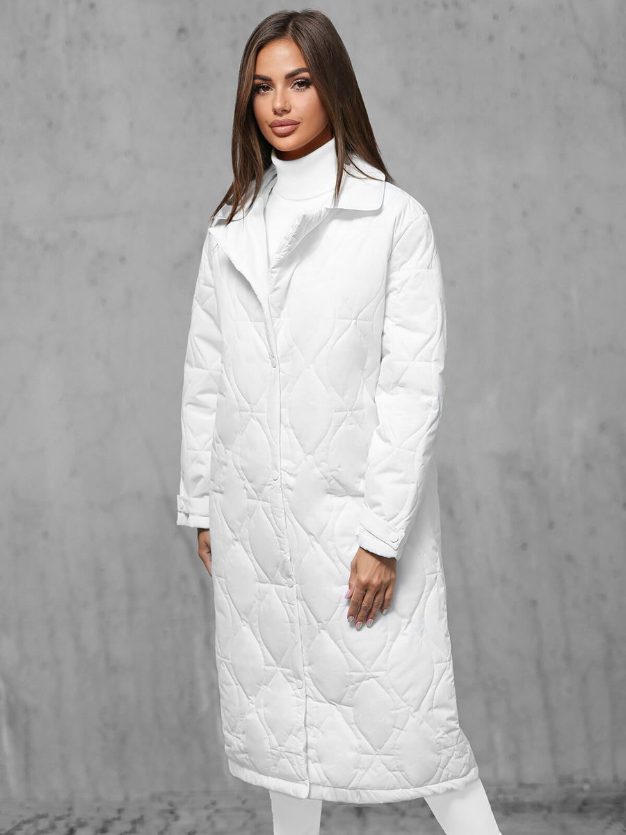 Płaszcz zimowy damski pikowany biały OZONEE JS/5M3177/281 | OZONEE ...