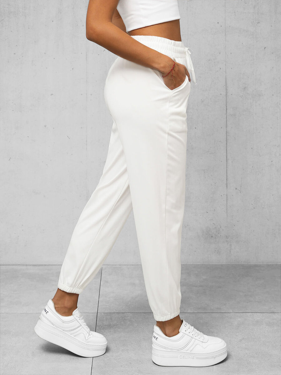 Spodnie damskie joggery białe OZONEE O/HGM6608 | OZONEE - Odzieżowy ...