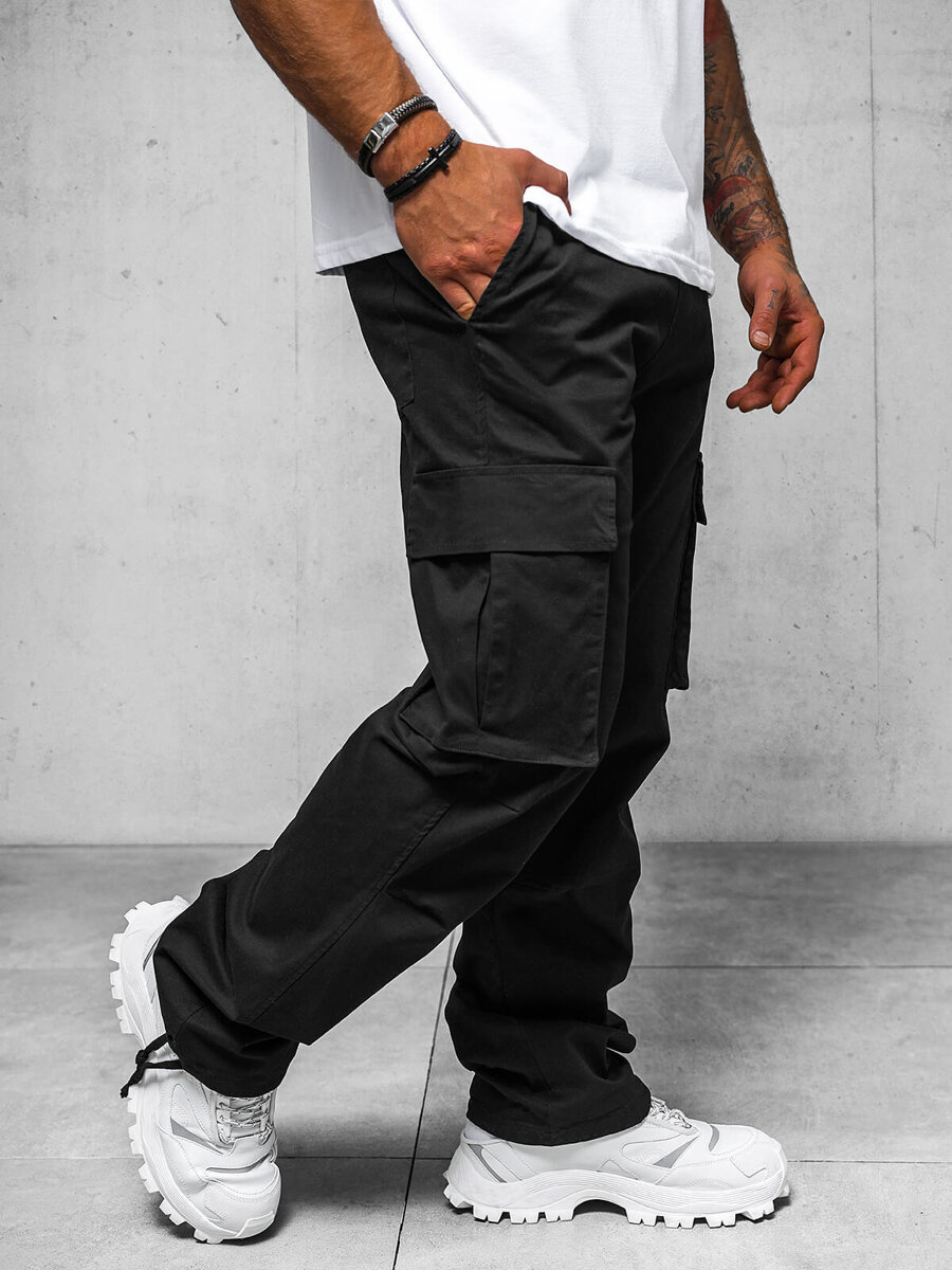 Spodnie męskie cargo wide leg czarne OZONEE O/G3179Z | OZONEE ...