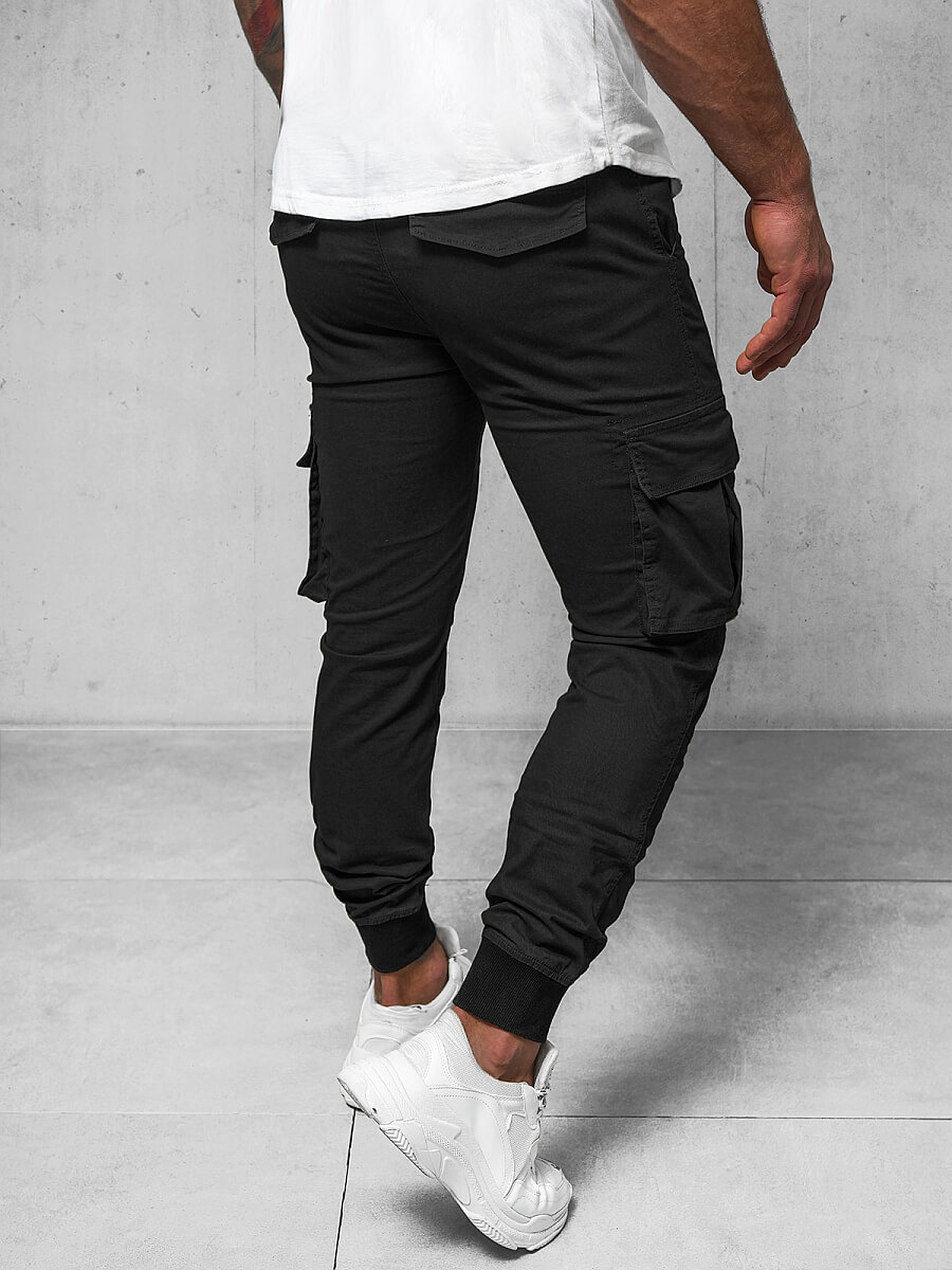 Spodnie męskie joggery cargo czarne OZONEE NB/MP0208NZ | OZONEE ...