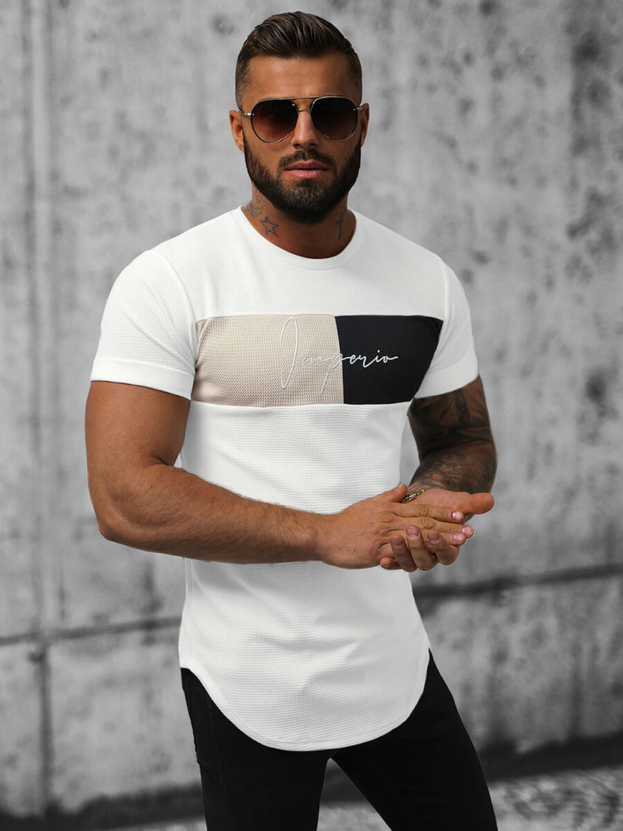 T-Shirt męski biały OZONEE O/P1172 | OZONEE - Odzieżowy sklep internetowy